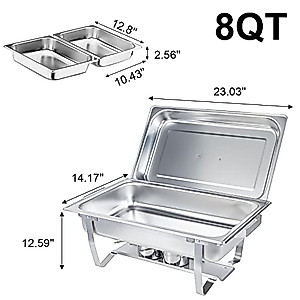 Valgus 2-Pack 8QT Stainless Steel Chafing Dish Buffet Chafer Set with Foldable Frame Water Trays, 2 Full Size, 4 Half Food Pans for Wedding, Parties, Banquet, Catering Events