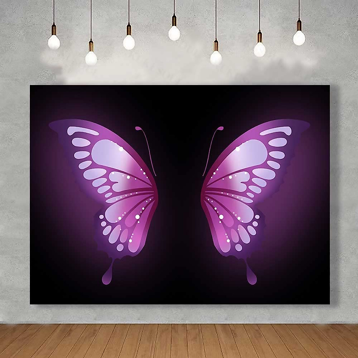 KUKUSOUL 7x5ft Purple Butterfly Wings Backdrop Shining Portrait Photography Background for Birthday Party Decor Banner Photo Booth Professional Studio Props KUBQY049