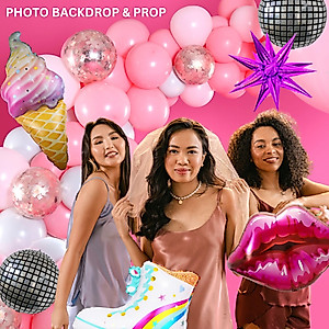 143Pcs Hot Pink Balloon Garland Arch Kit for Theme Party Pink Girl Birthday Party Princess Party Balloon Decoration Bachelorette Party Decoration Pink Arch DIY Kit Bridal Retro Disco