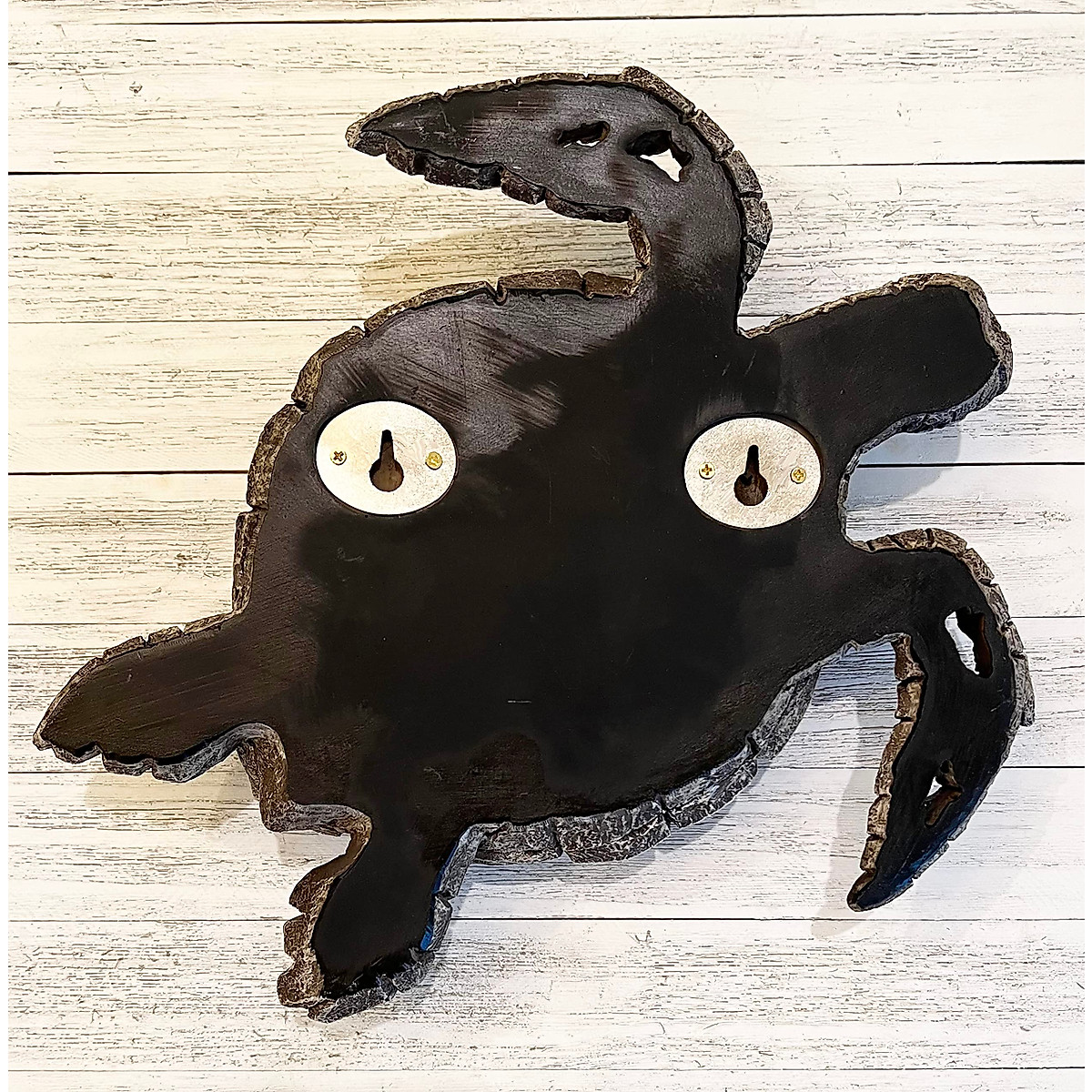 Sea Turtle Decorative Art Sculpture - Rustic Driftwood Finish - Nautical Ocean Beach Coastal Decor - Table Top or Wall Mount