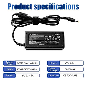 12V AC DC Power Supply Charger Cord for Insignia 19" 20" 24" 28" 32" LED TV NS-32D311NA15 NS-24ED310NA15 NS-28D310NA15 NS-19E310A13 NS-19E310NA15 NS-24D510NA15 NS-24E200NA14 NS-32D420NA16 Replacement