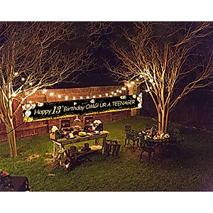 HOWAF Happy 13th Birthday Banner, Official Teenager Sign 13 Years Old Party Home Indoor Outdoor Decoration Teen Birthday Party Supplies Photo Prop Backdrop, 9X1.2 Feet