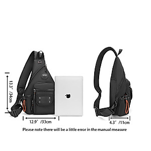 LAMMOK Large Sling Backpack, Sling Chest Bag Shoulder Crossbody Daypacks Fits 13.3-Inch Laptop for Travel Outdoor Men Women(black)