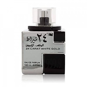 Lattafa 24 Carat White Gold for Unisex Eau de Parfum Spray, 3.4 Ounce