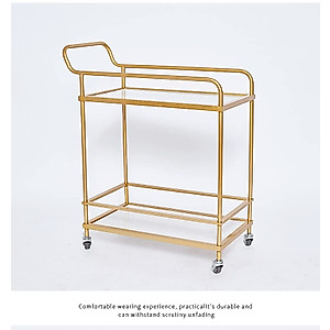 FLYIFE Movable Hand Trucks Dining Cart Hotel Shower Room Cart Restaurant Drink Cart Tea Cart Showroom Living Room Home Mobile Car/Marble Panel/69X35X82Cm