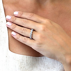 BERRICLE Sterling Silver Wedding Rings Cubic Zirconia CZ Statement Anniversary Eternity Ring for Women, Rhodium Plated Size 5