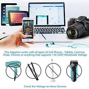 Ceptics South Africa Power Plug Adapter Travel QC 3.0 & PD, Safe Dual USB & USB-C - 2 USA Socket Compact & Powerful - Use in S. Africa Botswana - Type M AP-10L - Fast Charging