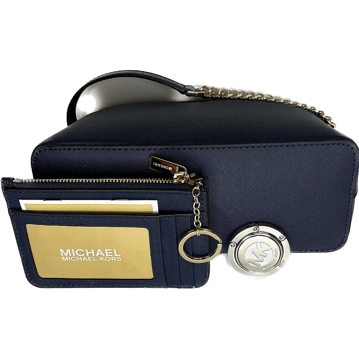 Michael Kors MICHAEL Michael Kors Jet Set Travel MD Dome XCross Crossbody bundled with SM TZ Coinpouch Purse Hook (Pink)