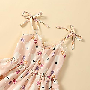 Toddler Baby Girl Halloween Outfit Tulle Dress Ruffle Sleeveless Cartoon Pattern Party Halloween Dress 3-6T (Pinks, 4 Years)