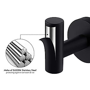 KES Bathroom Towel Hook Robe Hook Coat Hook Shower Kitchen Wall Hanging Hooks Wall Mount SUS 304 Stainless Steel Matt Black, A2164-BK