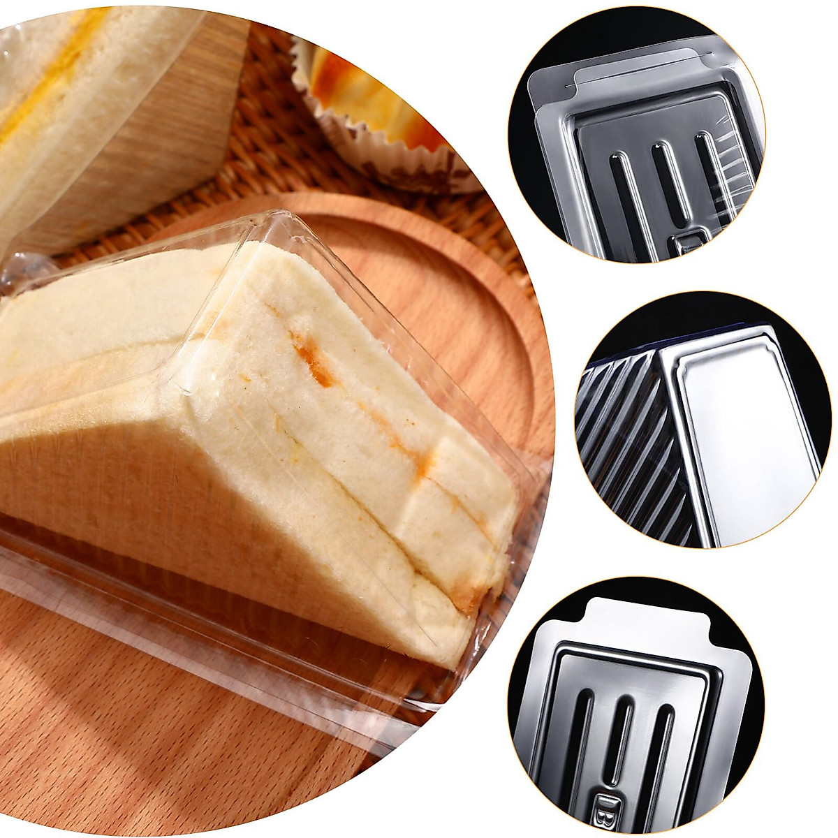 Cabilock 50pcs Sandwich Packing Boxes Food Containers Clear Sandwich Case Sandwich Triangle Boxes Take Out Containers for Sandwich Cake Dessert,Hamburger