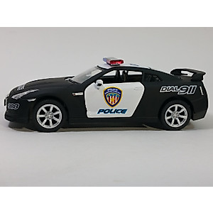 KiNSMART 2009 Nissan GT-R R35 Police Edition 5" 1:36 Scale Die Cast Metal Model Toy Car w/Pullback Action