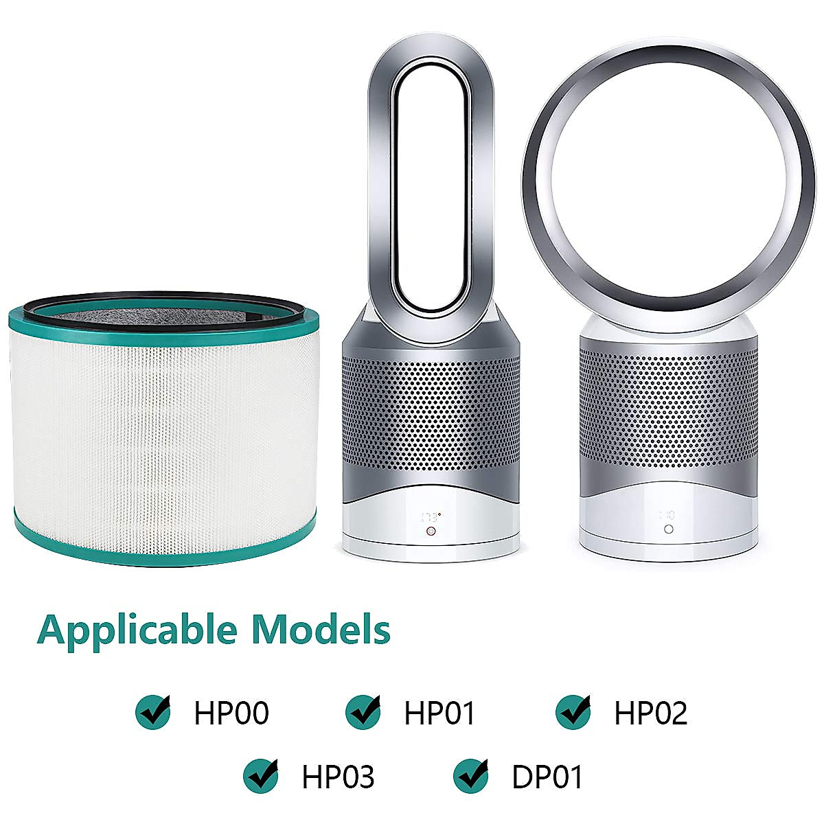 Replacement Filter for Dyson HP01 HP02 HP03 DP01 Desk Purifiers 1 Pack, A-KARCK Replaces Air Purifier Part #968125-03, Three-layer Filtration