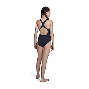 Speedo Girls Essential Endurance+ Medalist Swimsuit, Navy Blue, 26 Inch