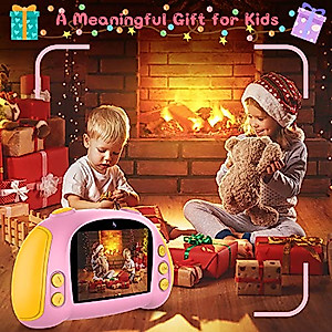 Kids Camera for Boys Girls - Upgrade Kids Selfie Camera, Birthday Gifts for Girls Age 3-9, HD Digital Video Cameras for Toddler, Portable Toy for 3 4 5 6 7 8 Year Old Girl with 32GB SD Card (Pink)