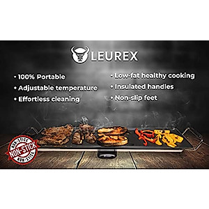 Premium Heavy Duty 35” Electric Portable Nonstick Teppanyaki Hibachi Grill Leurex Extra Large Table Top Griddle BBQ Barbecue Indoor Outdoor Camping with Adjustable Temperature
