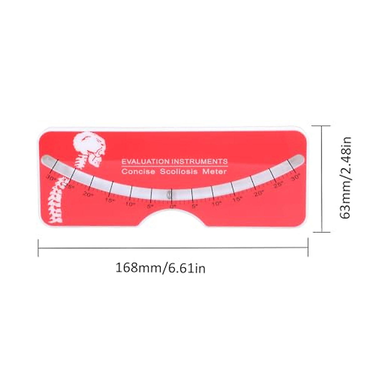 PASNMKvn Scoliosis Testing Meter Metal Spine Scoliometer Measuring Tool For Hospital 0‑30° Testing Protractors, Red