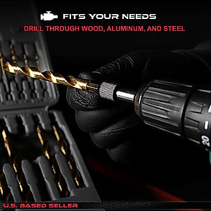 ABN 1/4in Hex Shank Drill Bit Set 30pc - Quick Change Titanium Twist Drill Bit Set, Impact Hole Drilling 1/16 to 1/2in