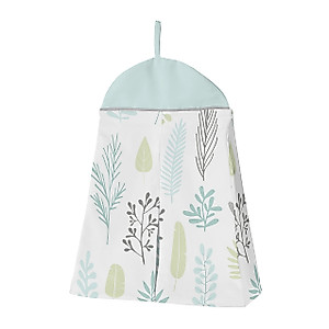 Sweet Jojo Designs Blue and Grey Jungle Sloth Leaf Baby Unisex Boy or Girl Nursery Crib Bedding Set - 4 Pieces - Turquoise, Gray and Green Tropical Botanical Rainforest