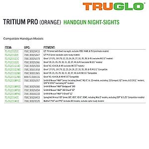 TRUGLO Tritium Pro Glow-in-the-Dark Handgun Night Sights for Walther Pistols, Walther P99 and PPQ (Orange Rear Sight)