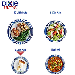 Dixie Ultra, Small Paper Plates, 6 7/8" Inch, 44 Count, 3X Stronger*, Heavy Duty, Microwave-Safe, Soak-Proof, Cut Resistant, Disposable Plates For Heavy, Messy Meals