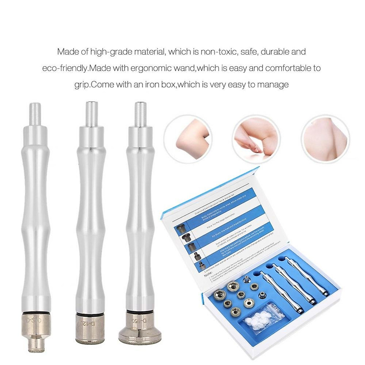 Peeling Tips, Replacement Skin Grinding Tips with Handle Stainless Steel Filter Set Beauty Machine Set