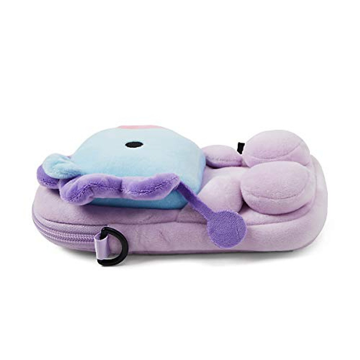 BT21 Baby Series MANG Character Plush Coin Purse Makeup Toiletry Pouch Card Wallet with Lanyard, Light Purple