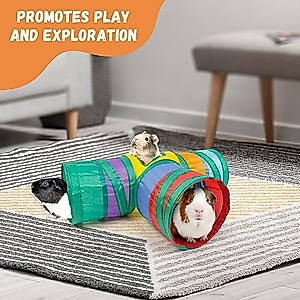 TiereCare Guinea Pig Tunnel - Collapsible 3 Way Small Animal Hideouts and Tubes for Guinea Pigs, Ferrets, Hedgehog, and Chinchillas Exploration Enrichment Toys Accessories for Cage