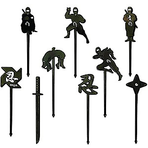 GET FRESH Ninja Food Picks for Kids – 18-pcs Mini Ninja Food Picks for Toddlers Lunch Decoration – Black Ninja Bento Box Toothpicks for Children– Reusable Kids Food Toothpicks Set for Bento Deco