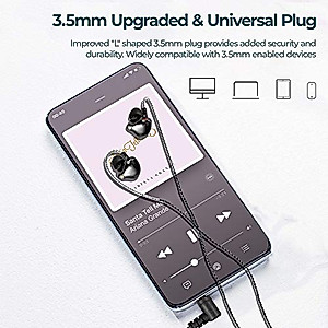 DCMEKA in Ear Monitor Headphones, Superior Sound Wired Earbuds with Tesla Magnet, Professional Sound Isolating Earphones for Singers/Drummers/Musicians, MMCX Connector IEM Earphones (Black UV Coating)