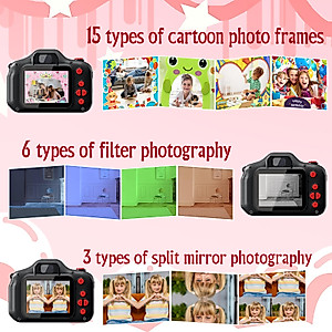 NINE CUBE Kids Camera, Digital Camera for Toddlers Age 3-5,1080P Toddler Camera Toys for Ages 5-7, Children Camera Birthday Festival Gift for 3 4 5 6 7 Year Old Boys Girls(32G SD Card)