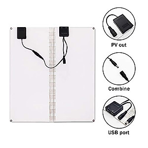 DSJ 20W 12V Solar Panel Charger Kit Ultra Thin Flexible with Connector Charging for Rv Boat Cabin Tent Car (Compatibility with 18V and Below Devices)