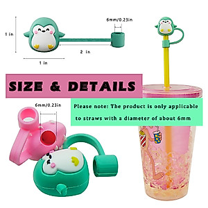 Straw Cover - 6 Pack Cute Colorful Silicone Reusable Drinking Straw Lids for Cup Dust-Proof Straw Plugs for Straw Tips for 6 mm
