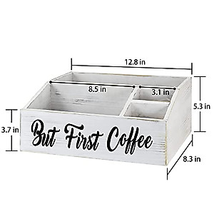 NC Wooden Coffee Station Organizer, Coffee Bar Accessories Organizer for Counter, Coffee Bar Bin Box, Coffee Pods Holder, Farmhouse Coffee Bar Decor