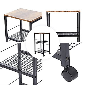 Zhanyun 3 Tier Rolling Cart, Kitchen Storage Shelves,with Storage and Steel Frame, Multifunctional Utility Cart for Kitchen, Bathroom, Living Room, Bar, Office (3 Tie)