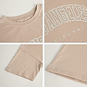 Womens Oversized Los Angeles California Graphic T Shirts Half Sleeve Summer Loose Casual Tees Tunic Tops
