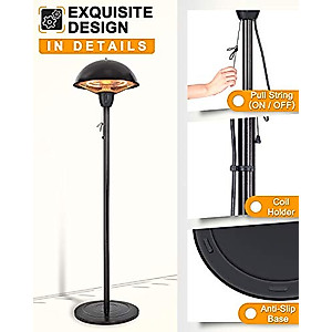 Star Patio Outdoor Heater, Outdoor Heater, 1500W Infrared Heater with Dome Shape and Hammered Bronze Finish, Adjustable Height Outdoor Heater, STP1566-B-S-N1