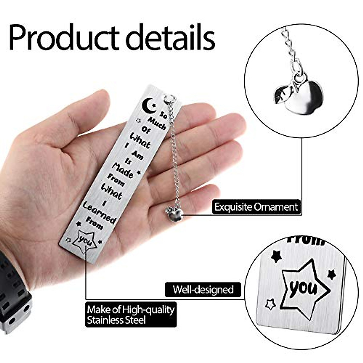 4 Pieces Metal Bookmarks Teacher Appreciation Bookmark Thank You Teacher Book Page Marker for Teachers Instructors Birthday Graduation Presents Book (Stylish Style)