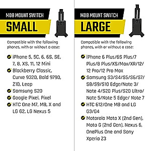 Mob Armor Mount Switch - Magnetic Phone Mount for Car - Universal Cell Phone Holder for Cars, Truck, Jeep, ATV, UTV, & Other Vehicle - Compatible with iPhone & Android Cellphone - Large, Black