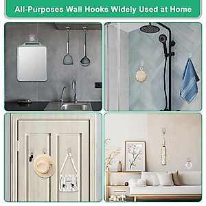 Tooackl 20pcs Adhesive Hooks 13lb(Max) Heavy Duty Sticky Hooks for Hanging Wall Hangers Without Nails 180° Rotating Seamless Stick on Wall Hooks Bathroom Kitchen Office Outdoors.