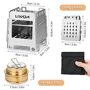 Lixada Camping Stove Stainless Steel Folding Wood Stove Portable Wood Burning Stove Pocket Stove for Outdoor Camping Cooking Picnic