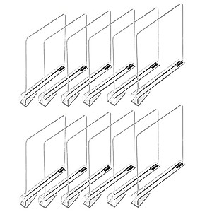 ERFEI Shelf Dividers for Closet Organization Clear Acrylic Shelves Organizer Multifunction Closet Separator in Bedroom Kitchen and Office (12pcs)