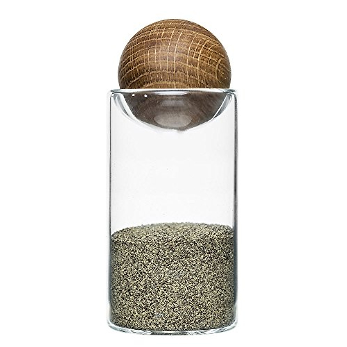 Sagaform Nature Collection Salt and Pepper Glass Salt & Pepper Shakers with Oak Stopper 4 1/2-Inch, Set of 2, Clear