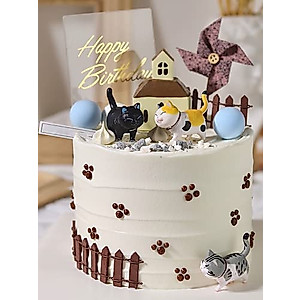 9 PCS Cute Miniature Cats Landscape Lovely Cats Figurines Fairy Home Garden Animals Kitten Adorable Cupcake Christmas Birthday Gift for Home Garden Decor Ornament Supplies