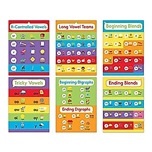 Carson Dellosa – Phonics Bulletin Board Set, Curriculum Décor, 6 Charts