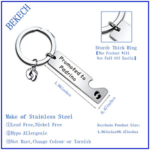 BEKECH New Padrino Madrina Proposal Gift Promoted to Padrino/Madrina Baby Footprint Charm Keychain Set Pregnancy Announcement Gift for New Godparents (keychain set)