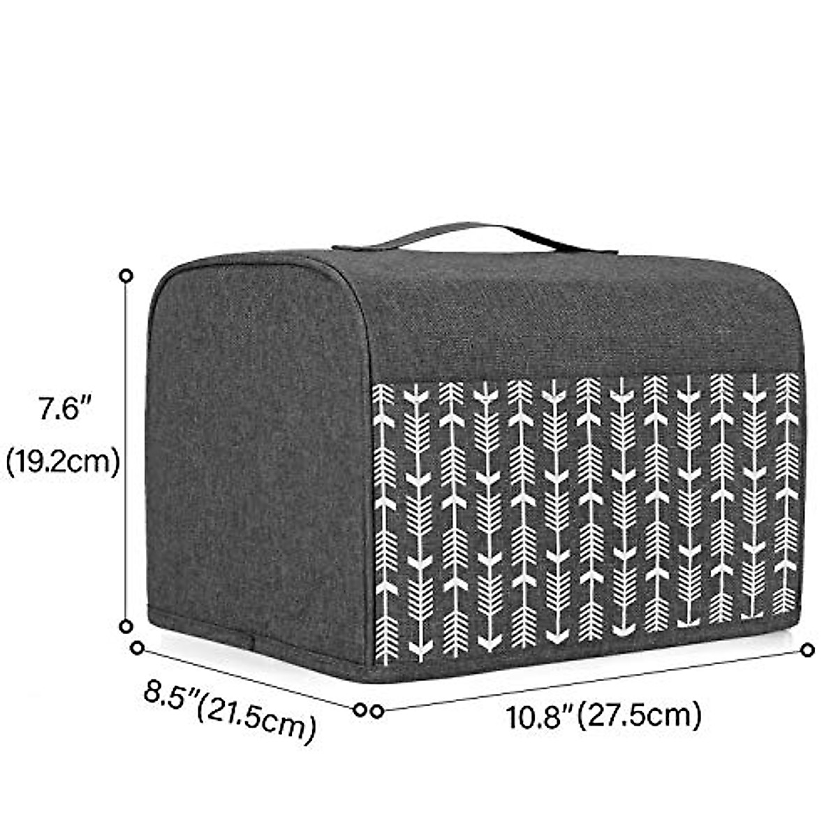 Yarwo 2 Slice Toaster Cover with Pockets and Top Handle, Nylon Toaster Cover Fits for Most Standard 2 slice Toasters, Gray with Arrow