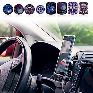 Weewooday 24 Pieces Phone Metal Plates Magnetic Mount Metal Plate for All Magnetic Car, Cell Phone, Tablet Holder, 12 Rectangle and 12 Round (Purple and Blue,Delicate Style)
