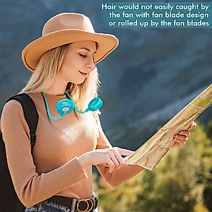 AMACOOL Neck Fan Battery Operated Neckband Fan Hand-Free Wearable Personal Fan for Hot Flashes Home Office Travel Outdoor Sports (Aqua Blue)