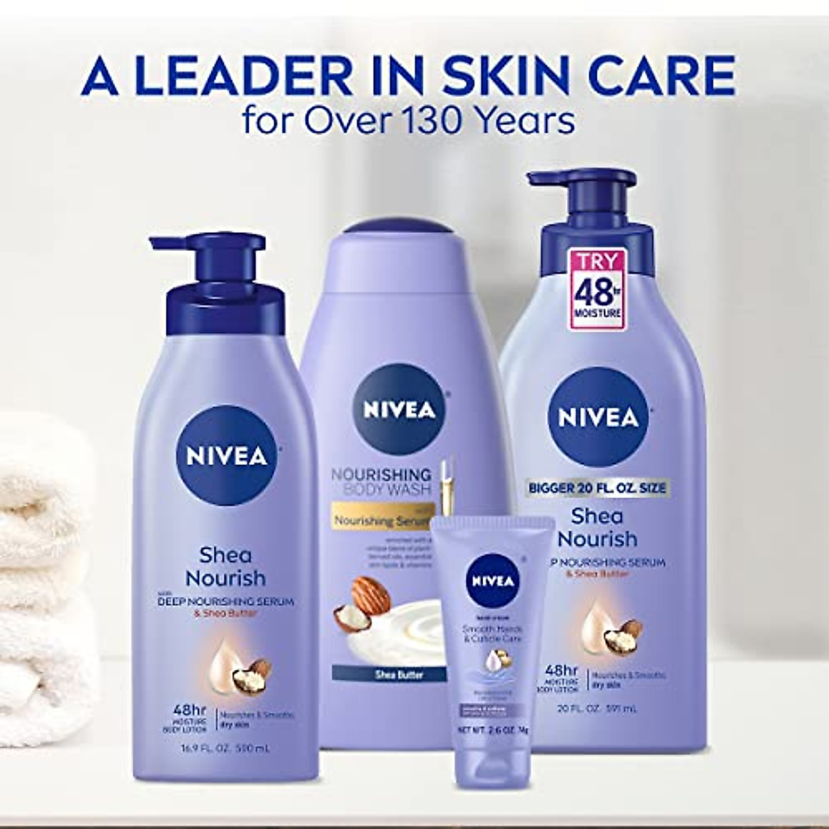 NIVEA Shea Nourish Body Lotion, Dry Skin Lotion with Shea Butter, Pack of 6, 2.5 Fl Oz Travel Size Toiletries